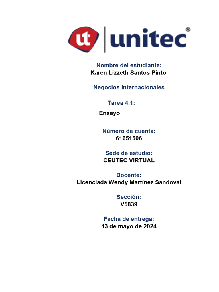 annotated-Tarea4.1ensayo_KarenSantos_61651506.docx | PDF | Arancel | El comercio internacional