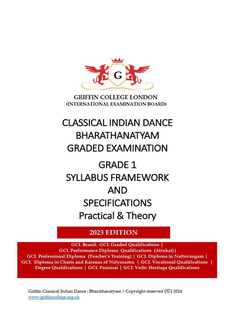GCL Grade 1 Bharathanatyam Syllabus 2024 | PDF | Learning