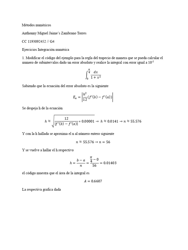 Integración Numérica Avanzada | PDF | Integral | Matemáticas