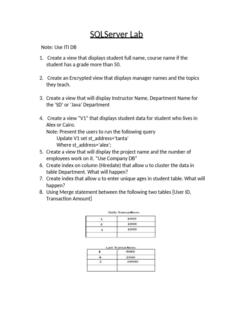 SQLServer Lab 8 | PDF