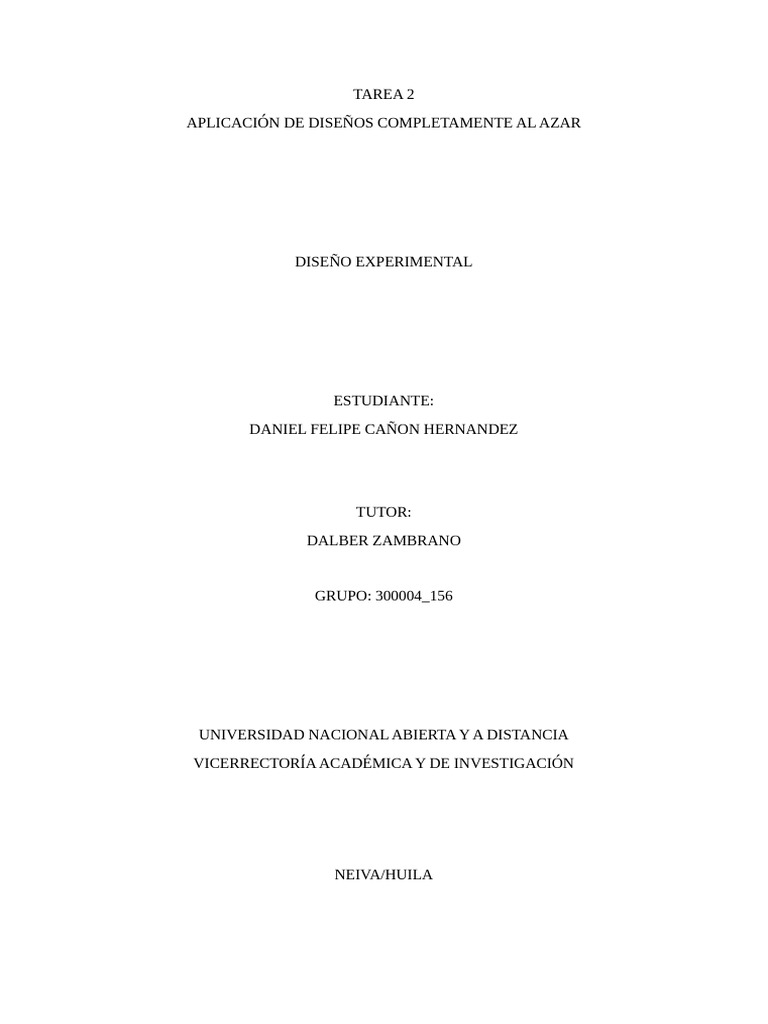 APLICACIÓN DE DISEÑOS COMPLETAMENTE AL AZAR | PDF | Análisis de ...