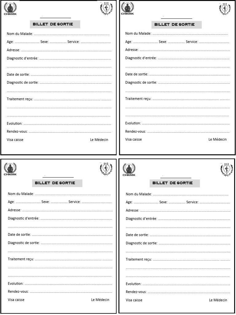 Billet de Sortie d'Hôpital | PDF
