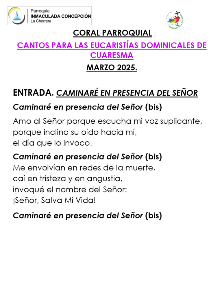 Cantos Dominicales - Cuaresma (Marzo 2025) - 035856 | PDF | eucaristía | Jesús