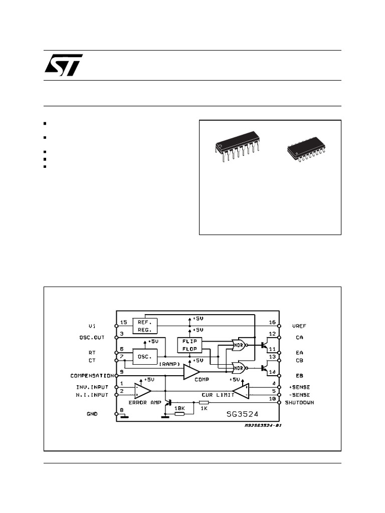 SG3524 STMicroelectronics Elenota - PL | PDF | Amplifier | Electronic Oscillator