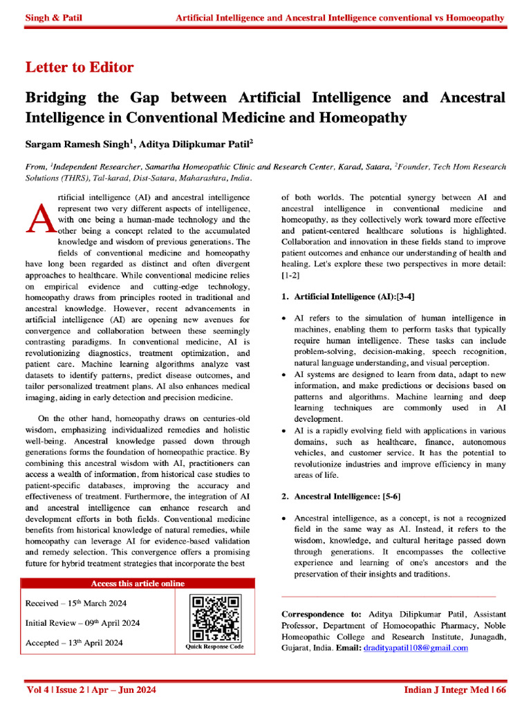 View of Bridging The Gap Between Artificial Intelligence and Ancestral Intelligence in ...