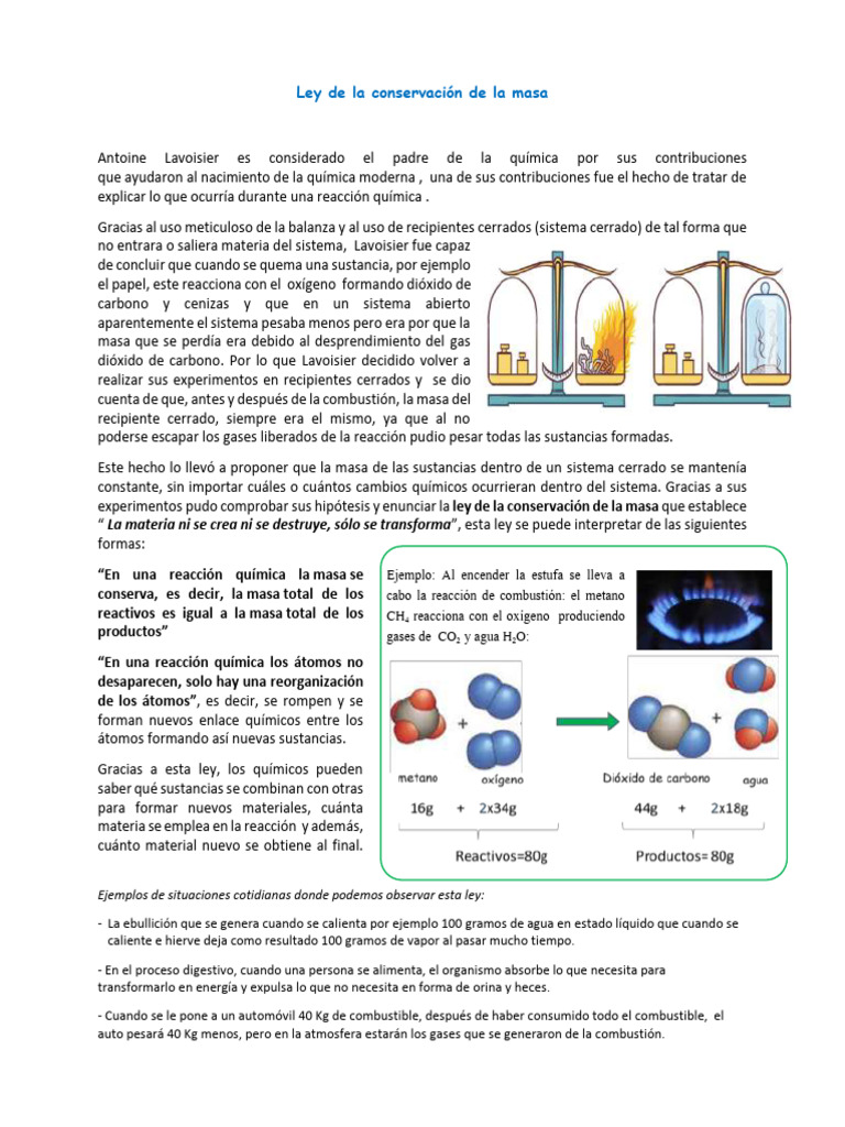 Ley de la conservacion de la masa | PDF | Bicarbonato de sodio | Ácido