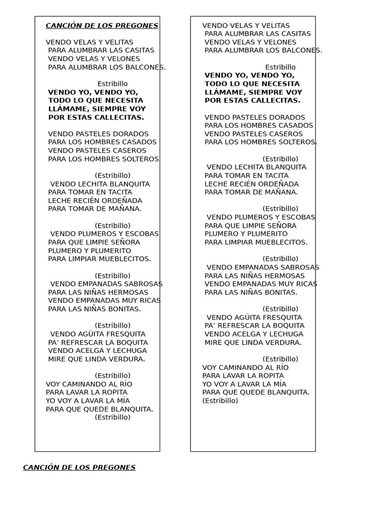 Canción de Los Pregones | PDF