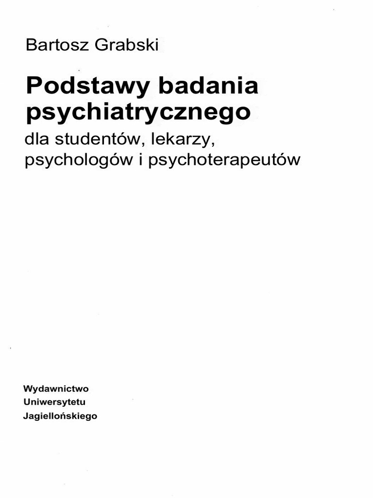 Bartosz Grabski - Podstawy Badania Psychiatrycznego OCR | PDF