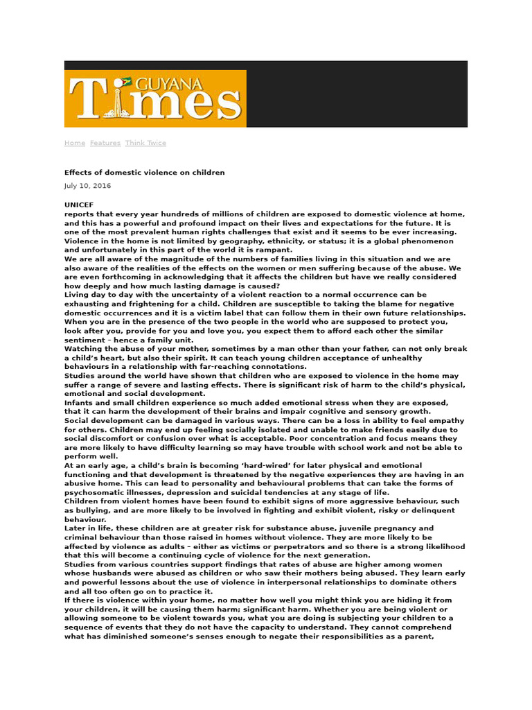 Domestic Violence Article | PDF | Violence | Child Abuse