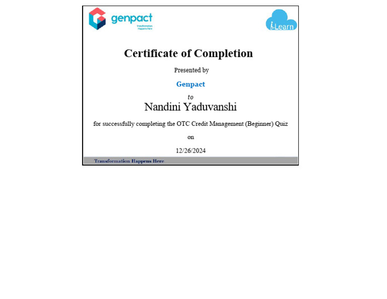 Certificate OTC Credit Management | PDF