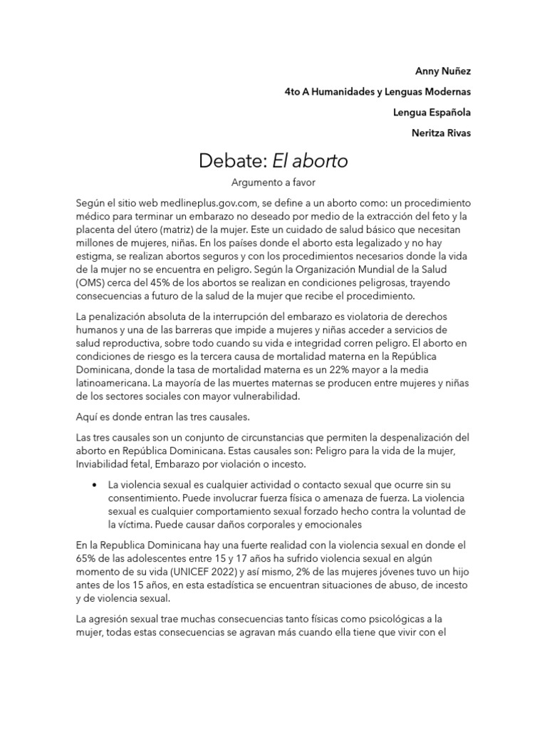 argumento | PDF | Aborto | El embarazo