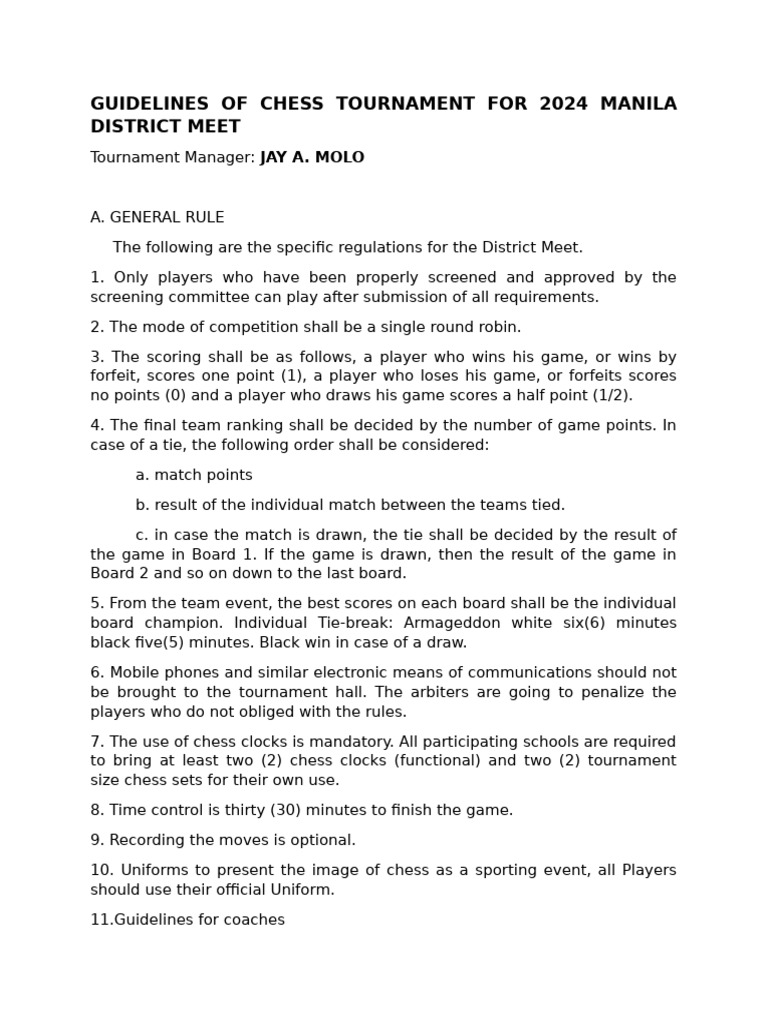 Chess Competition Guidelines | PDF | Individual Sports | Competitive Games
