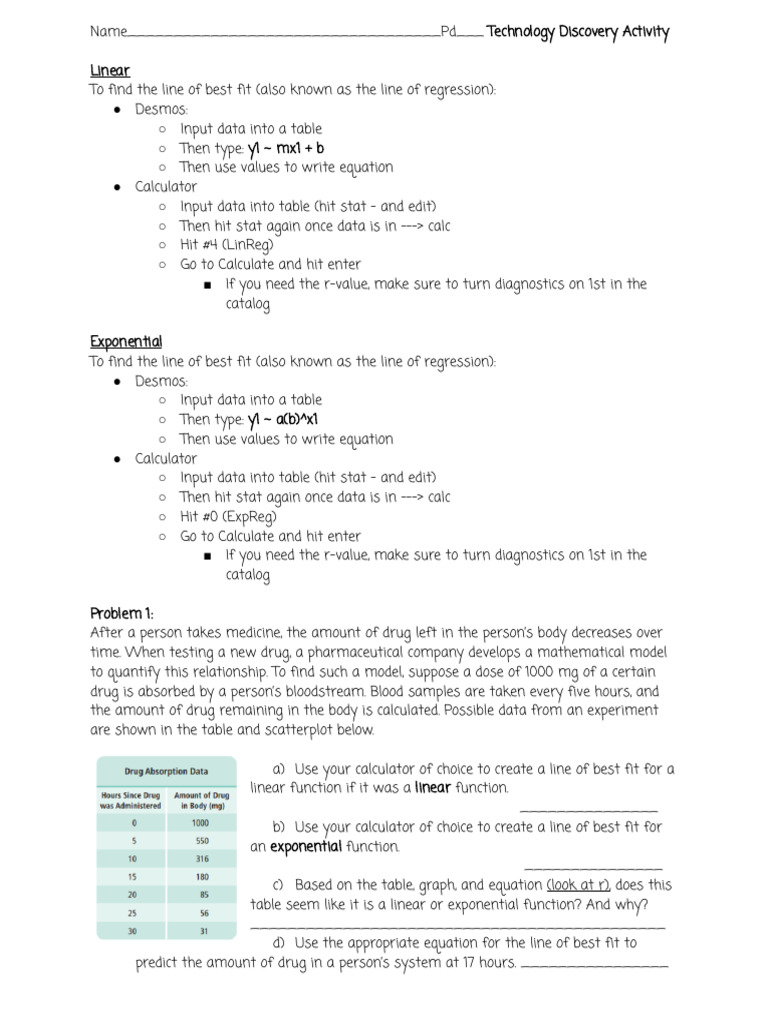 Technology Discovery Activity - Exponential Functions vs. Linear ...