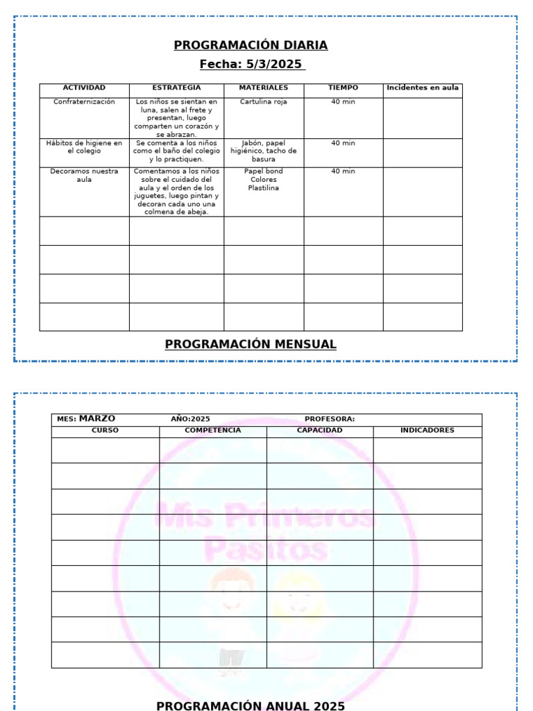 Programación Diaria Educativa 2025 | PDF
