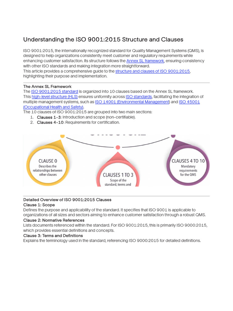 ISO 9001:2015 Structure and Clauses Guide | PDF | Quality Management ...