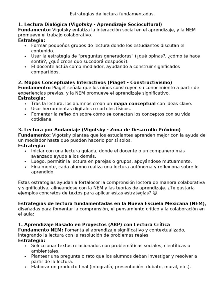 Estrategias de Lectura Fundamentadas | PDF | Comprensión lectora ...