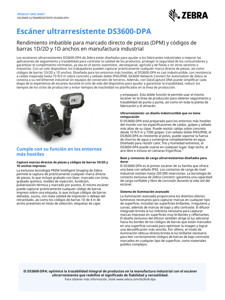 Ds36x8 Dpa Spec Sheet Es La | PDF | Escáner de imagen | Bluetooth