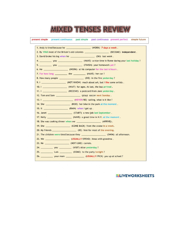 Mixed Tenses Review | PDF