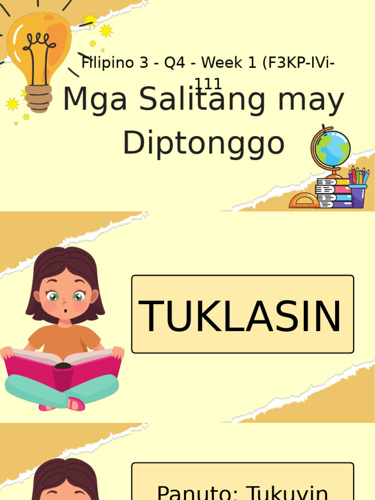 Filipino 3 - Q4 - Week 1 (F3KP-IVi-11) Mga Salitang May Diptonggo | PDF