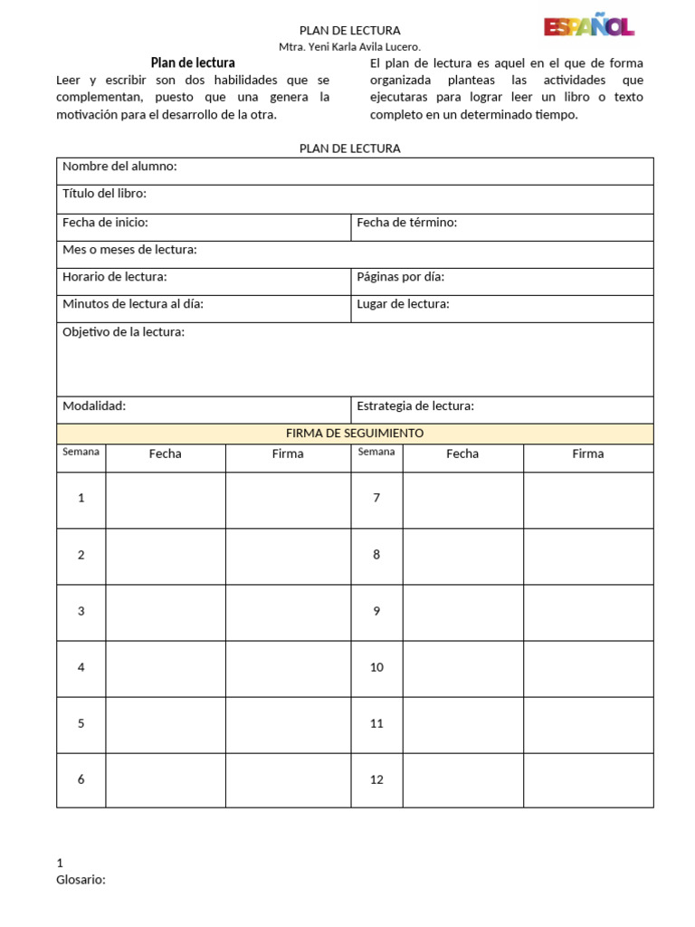Plan de Lectura | PDF