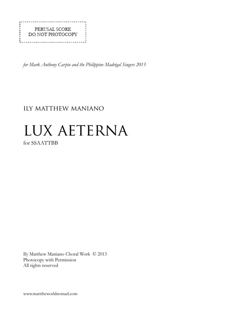 Lux Aeterna - Maniano 3 | PDF