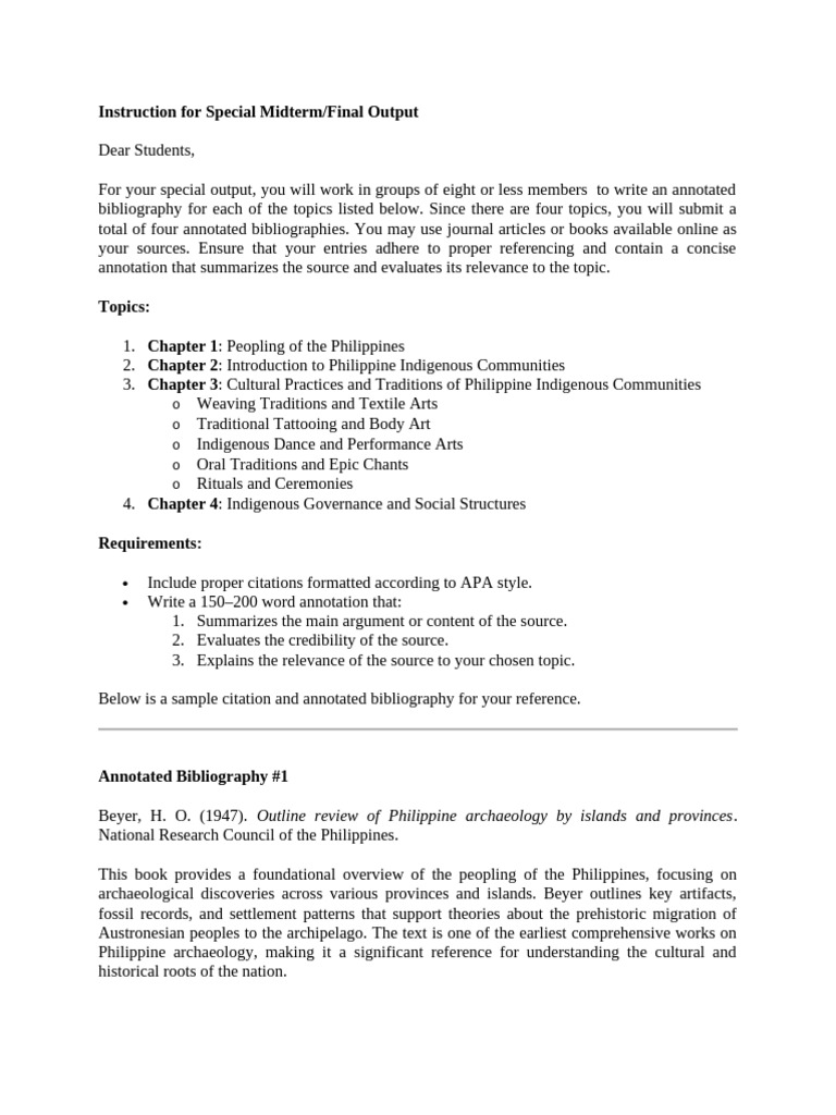 Instruction-for-Special-Midterm-and-Final-Output-GEE-13 | PDF | Archaeology | Bibliography