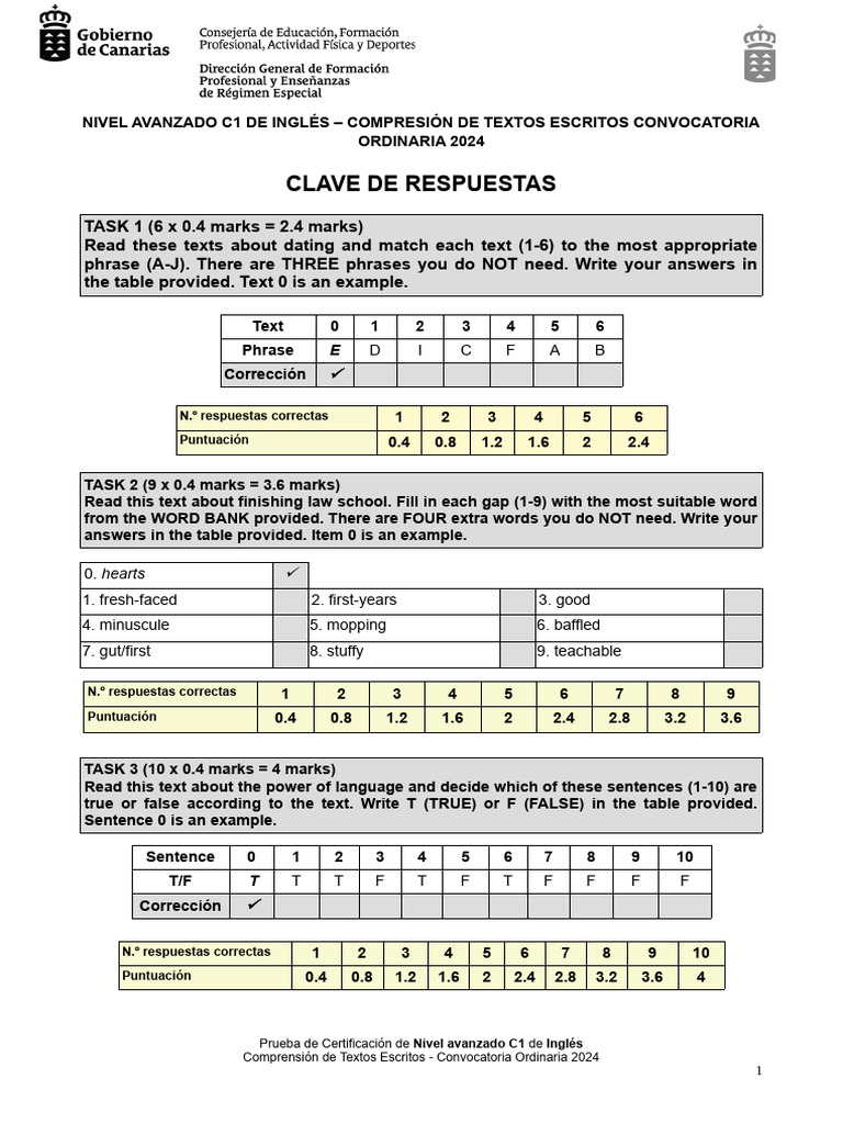 2 Ing c1 Cte Clave Respuestas | PDF | Linguistics