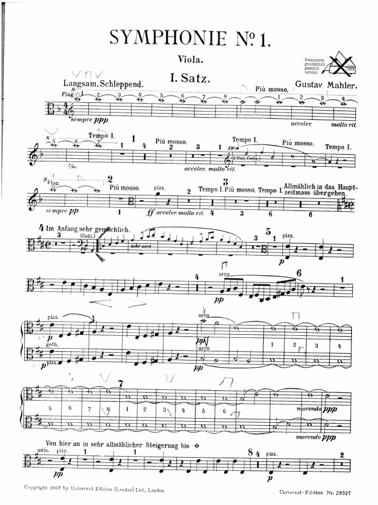 MahlerG - Symphonie1 - Vla - Harding - Berlin Phil Bowings | PDF