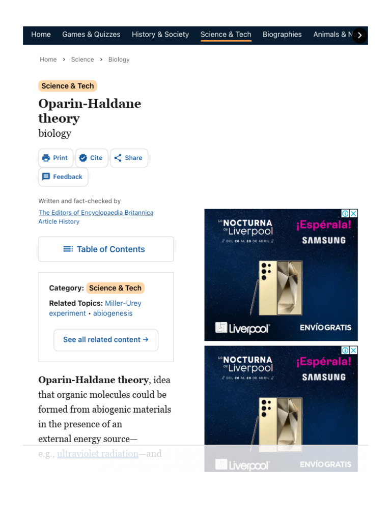 Oparin-Haldane Theory - Hypothesis, Origin of Life, & Miller-Urey ...