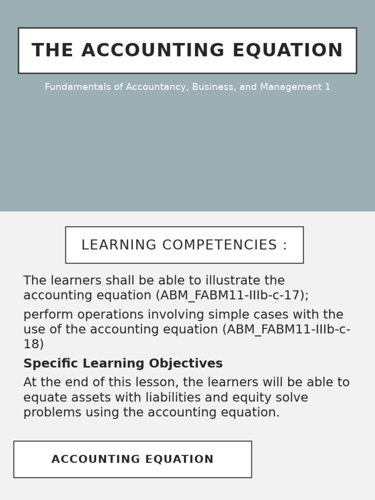 The Accounting Equation | PDF | Debits And Credits | Equity (Finance)