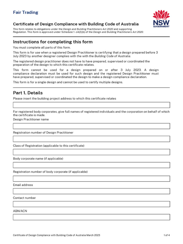Certificate-of-Design-Compliance - Building Code Australia | PDF ...