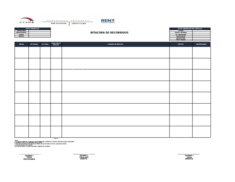 Bitacora de Recorridos | PDF