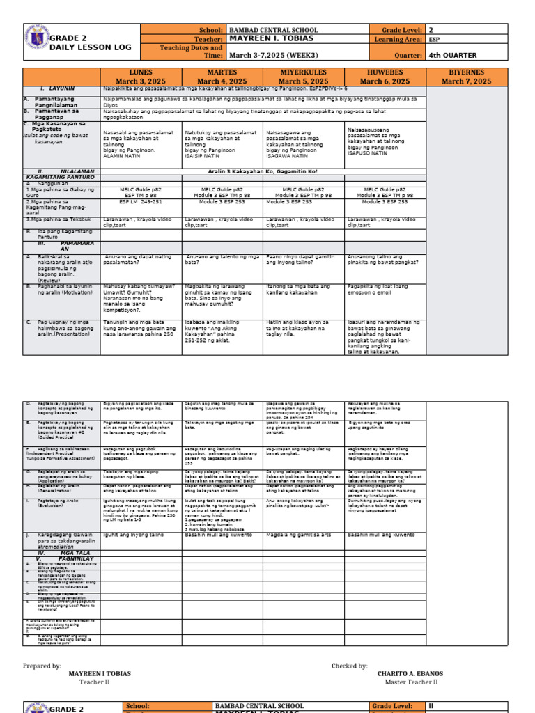 DLL All SUBJECTS G2 Q4 WEEK3.with Catch Updocx | PDF