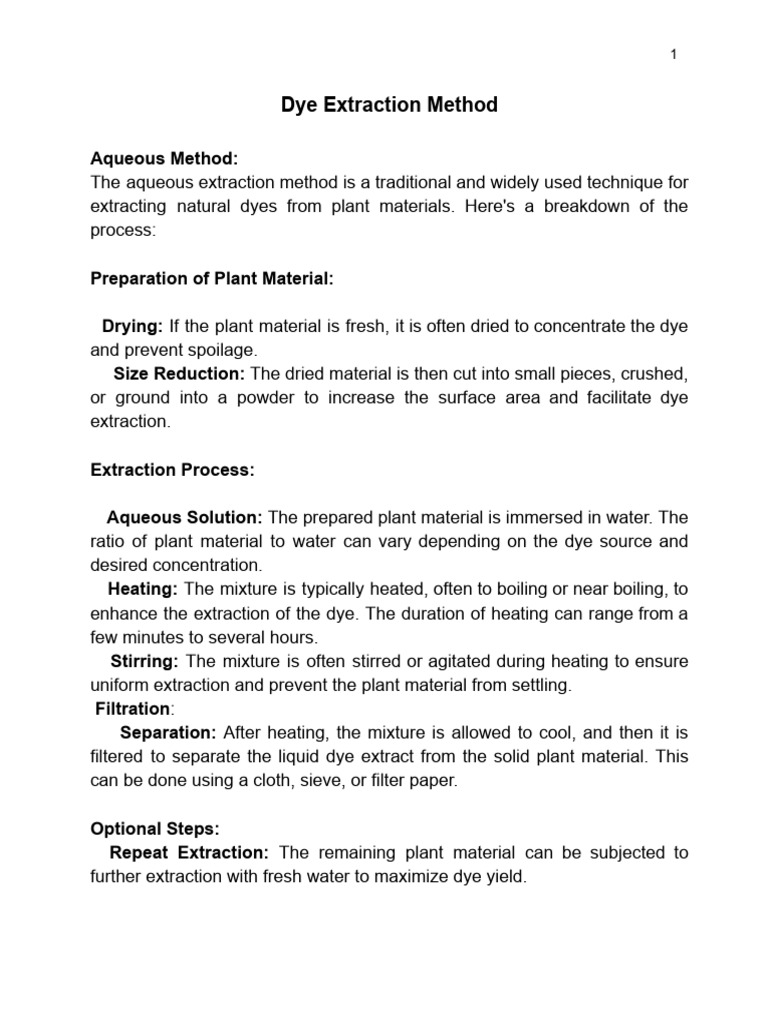 Dye Extraction Method by Sohail | PDF | Dye | Solvent