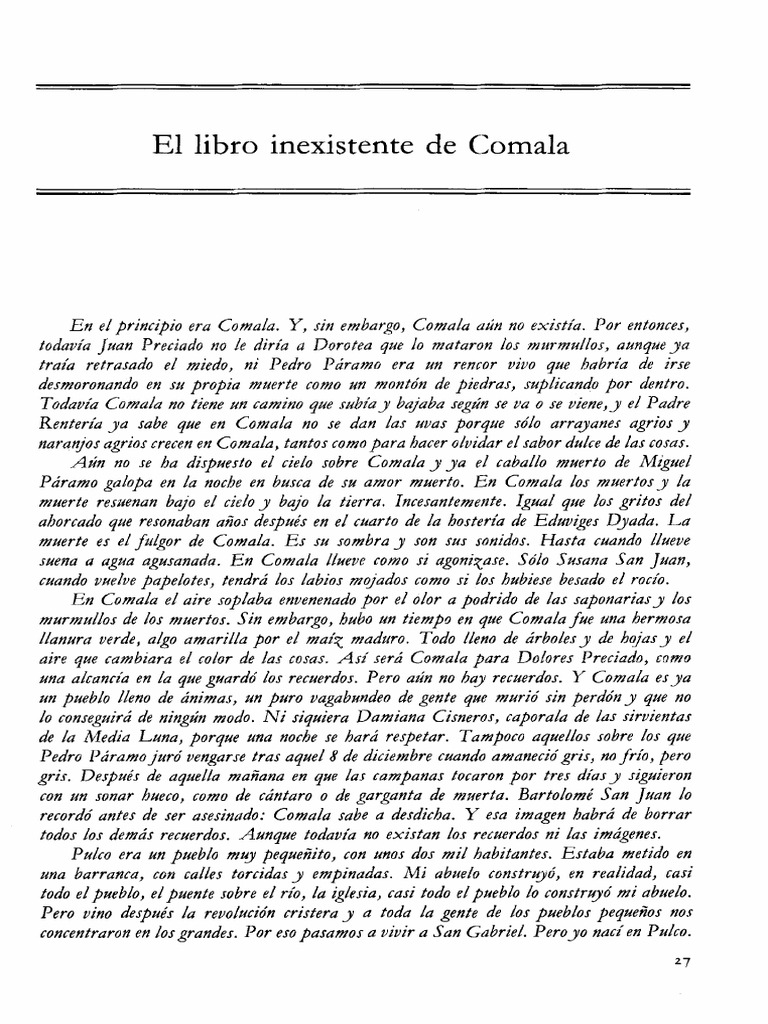 El Libro Inexistente de Comala | PDF