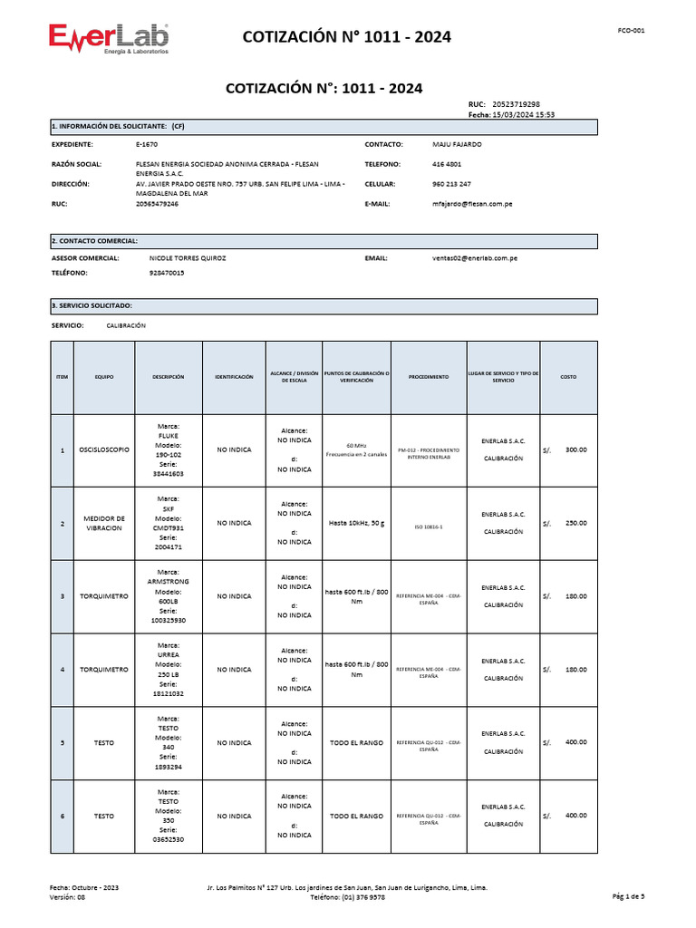 Citizacion Enerlab | PDF | Calibración