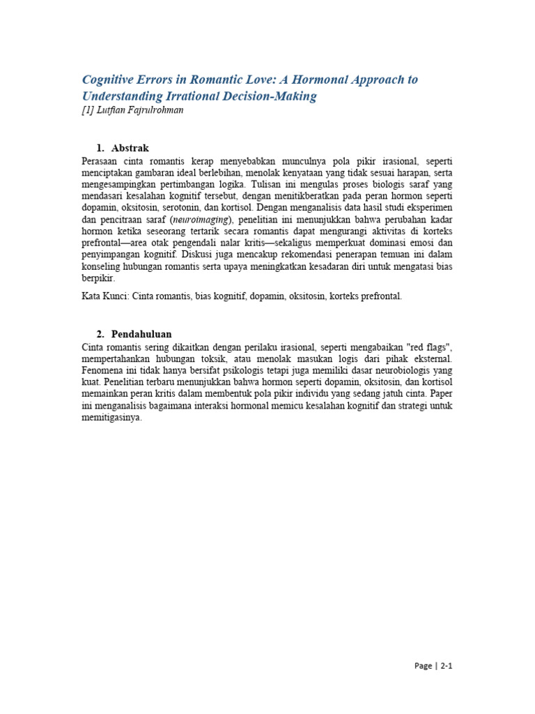 Cognitive Errors in Romantic Love - A Hormonal Approach To ...
