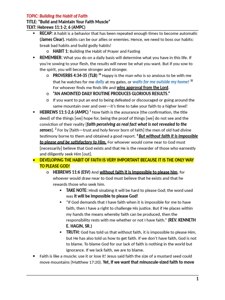 Build and Maintain Your Faith Muscle | PDF | Faith | Jesus