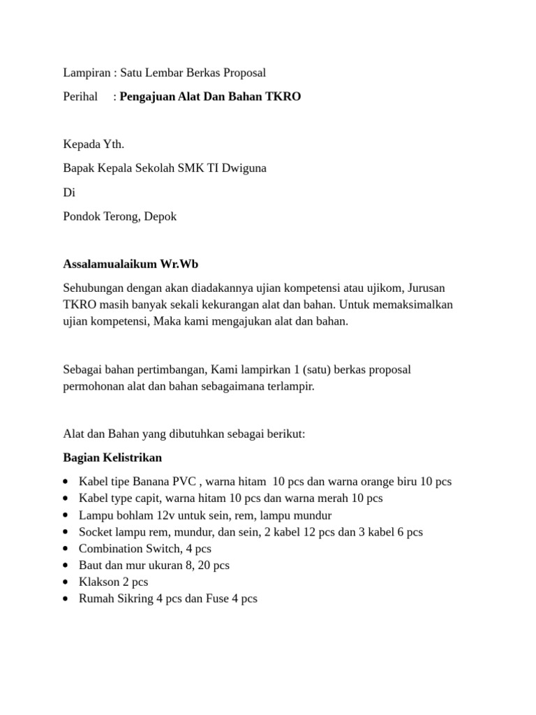 Proposal Pengajuan Barang | PDF