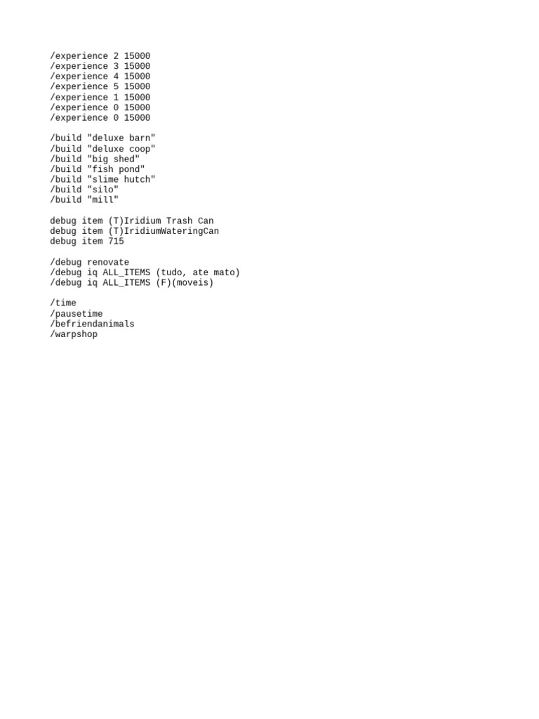 Game Debug Commands and Builds Guide | PDF