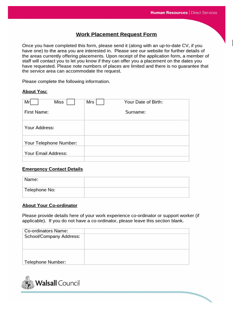 Work Experience Request Form-2 | PDF