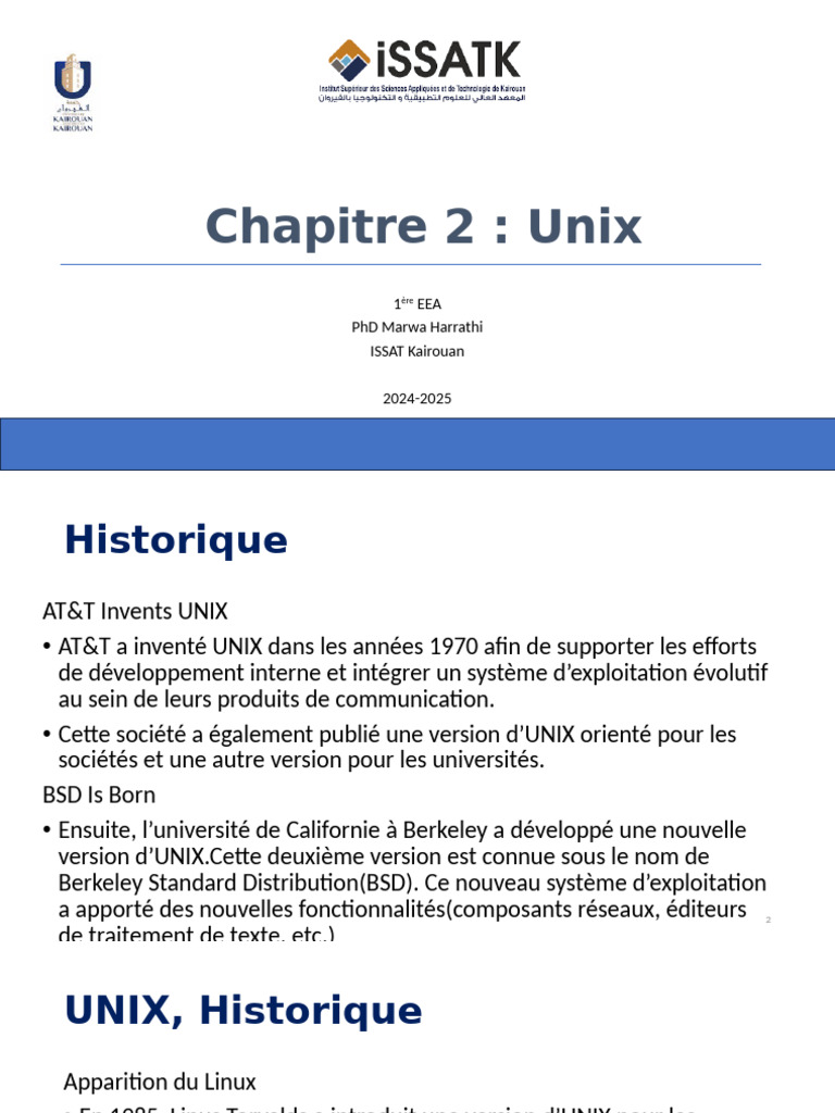 chap2Unix 2 | PDF | Kernel (Système d'exploitation) | Système d'exploitation