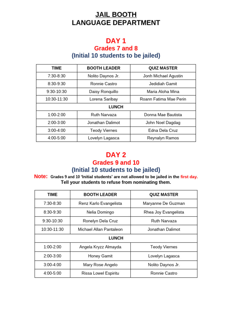 jail booth sched | PDF