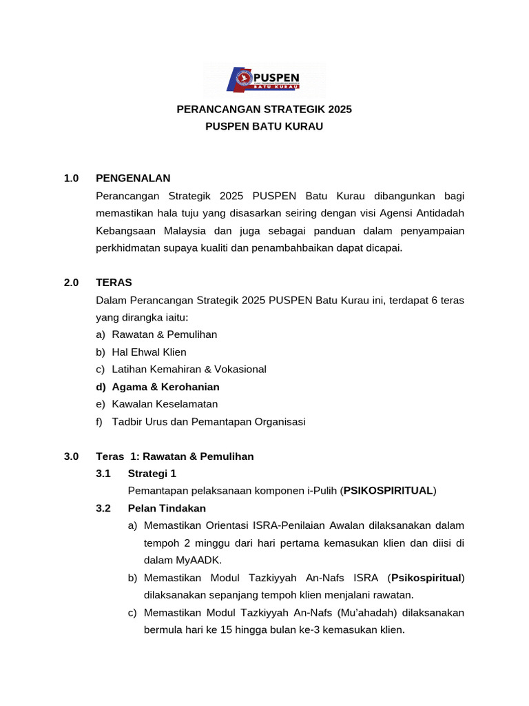 Perancangan Strategik 2025 | PDF