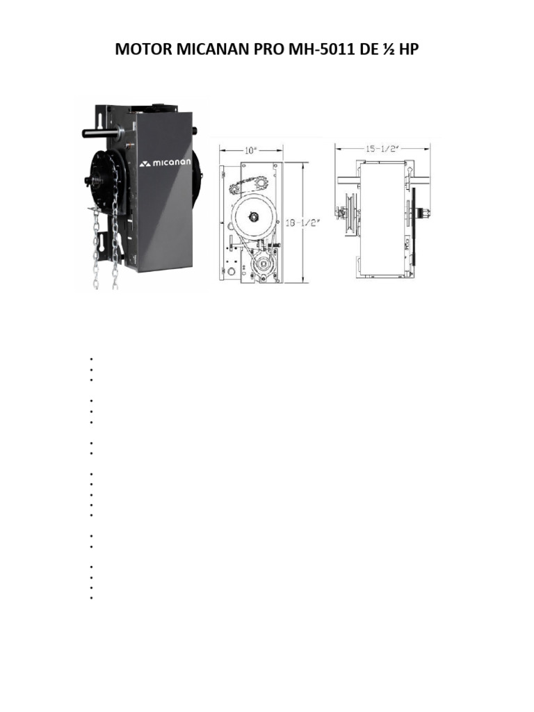 CARACTERISTICAS MOTOR MICANAN PRO MH-5011 DE | PDF
