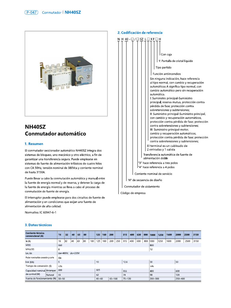 NH40-SZ - Datasheet Español | PDF