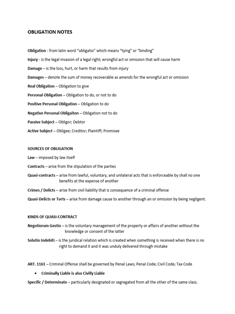 Understanding Obligation Notes and Legal Terms | PDF | Law Of ...
