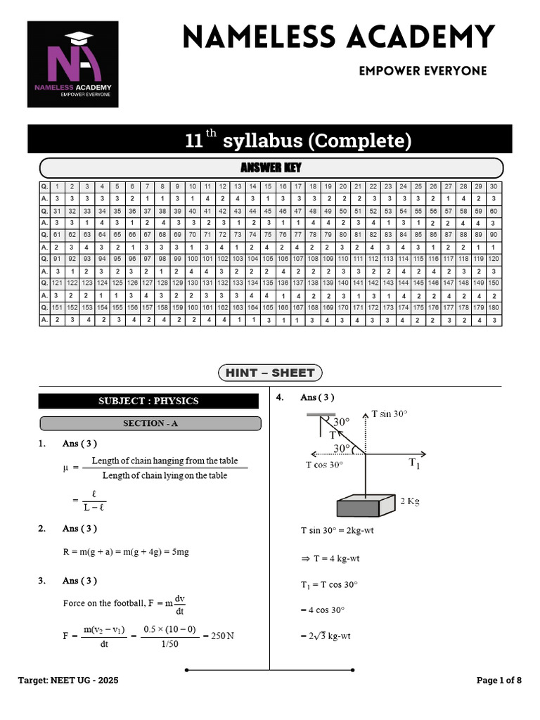 11th Syllabus - 01 - Solution (07-02-2025) | PDF | Applied And Interdisciplinary Physics ...