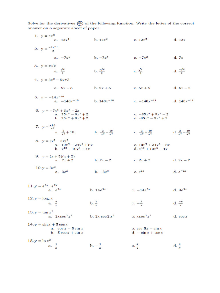 Assessment 1 Differentiation Of Trigonometric Functions Pdf