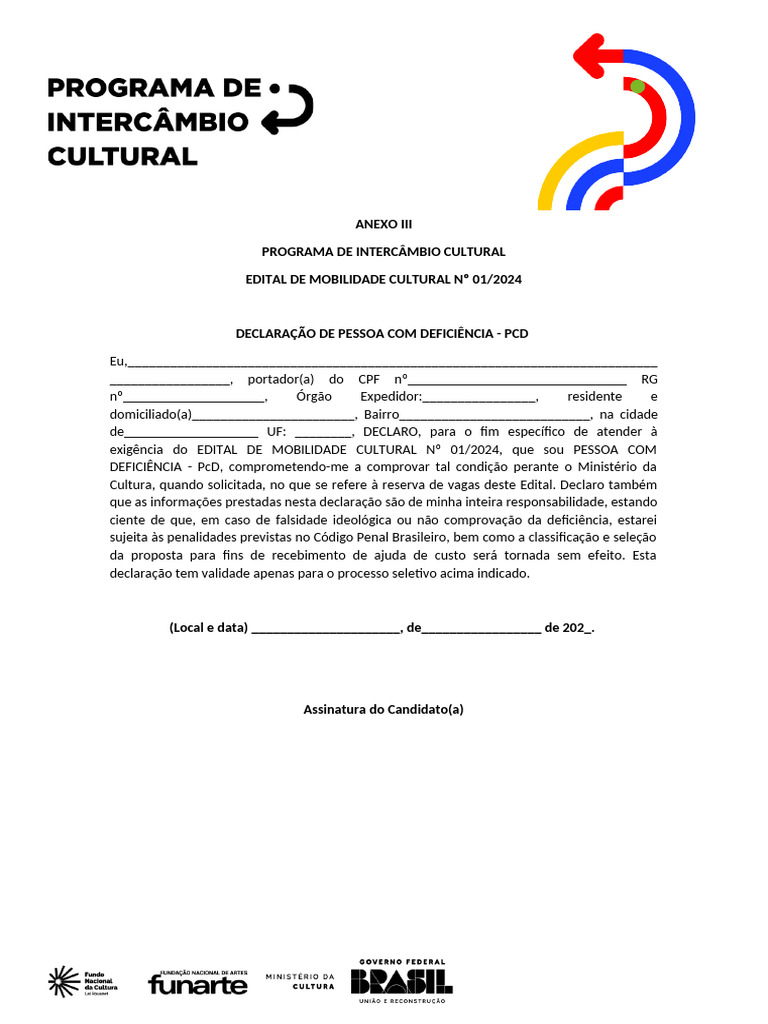 Anexo III Declaracao PCD | PDF